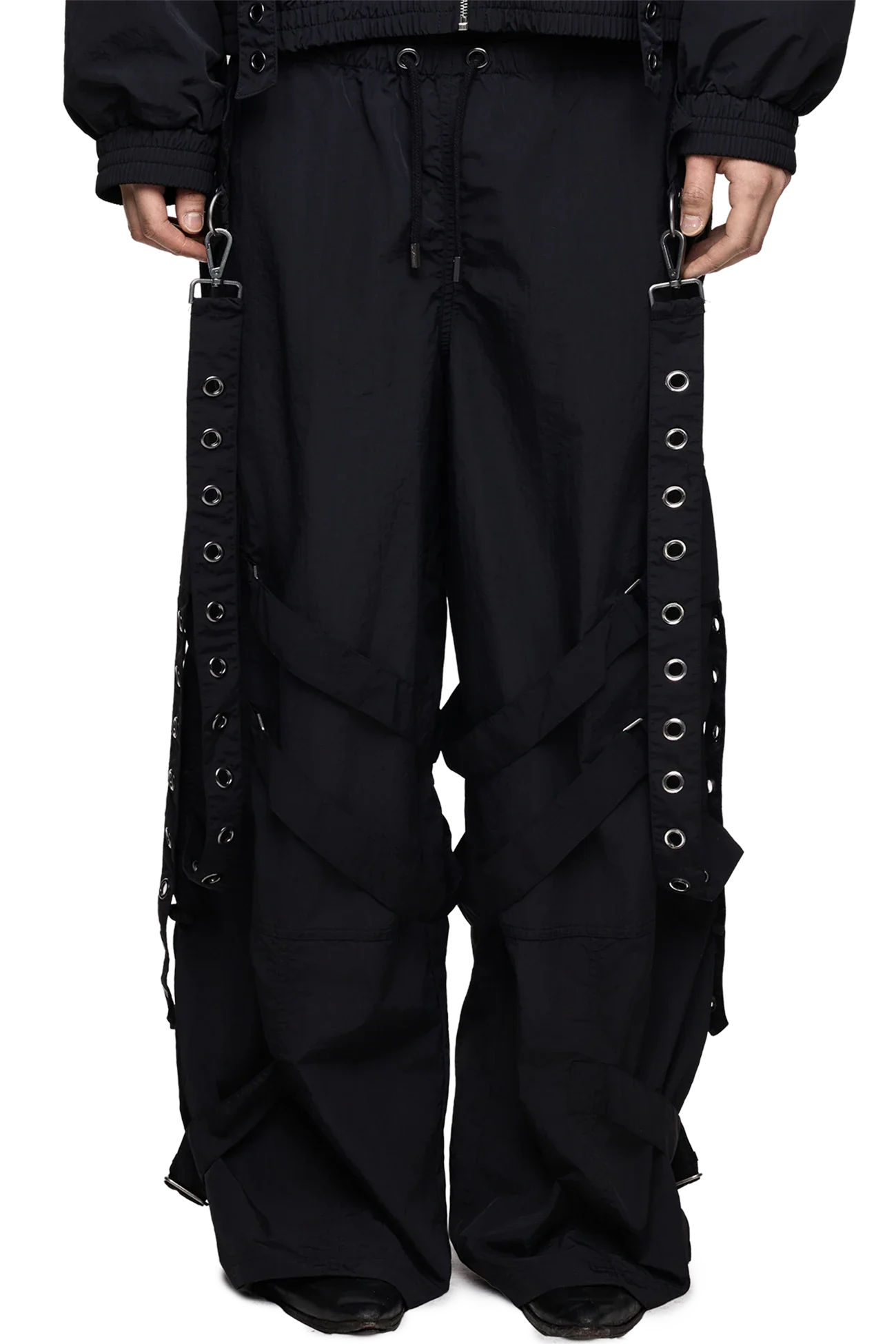 Black Tech Cargo Pants With Straps | Minga London – Minga London US