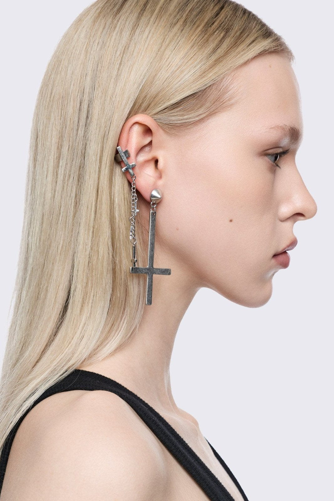 Silver Inverted Cross Earring Set | Minga London – Minga London US
