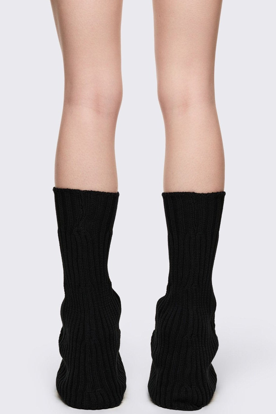 Black Studded Cross Knitted Flared Leg Warmers | Minga London